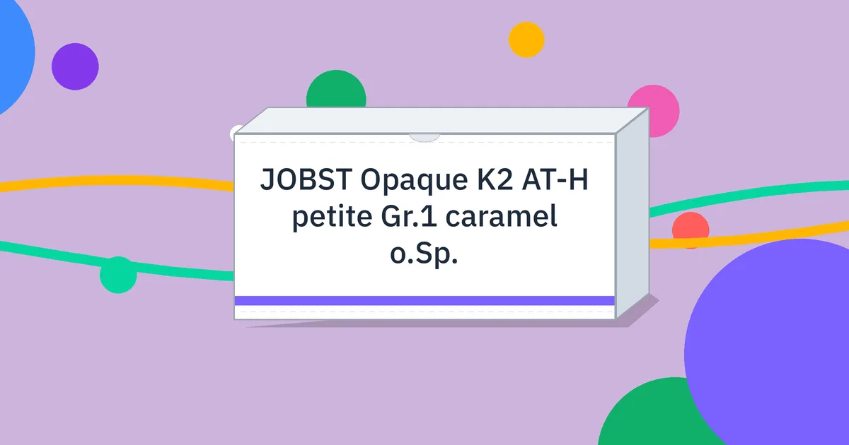 Symbolbild: Packung mit der Aufschrift JOBST Opaque K2 AT-H petite Gr.1 caramel o.Sp. (PZN 13118275) – Verfügbarkeit und Bezug in Apotheken in Frankfurt am Main