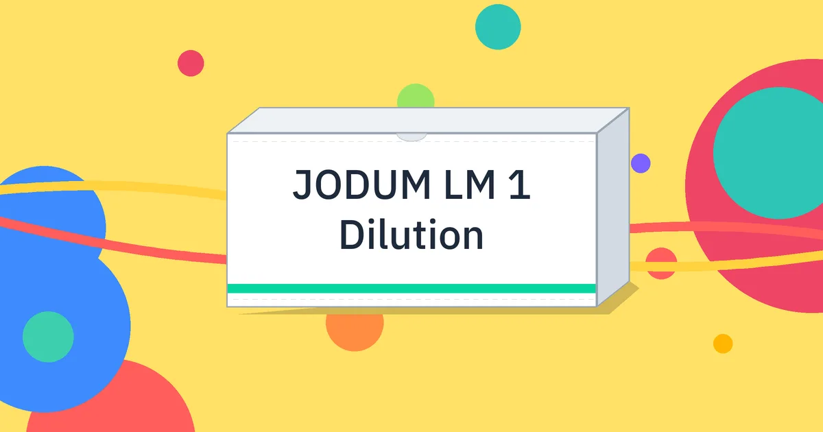 Symbolbild: Packung mit der Aufschrift JODUM LM 1 Dilution (PZN 12915578) – Verfügbarkeit und Bezug in Apotheken in Frankfurt am Main