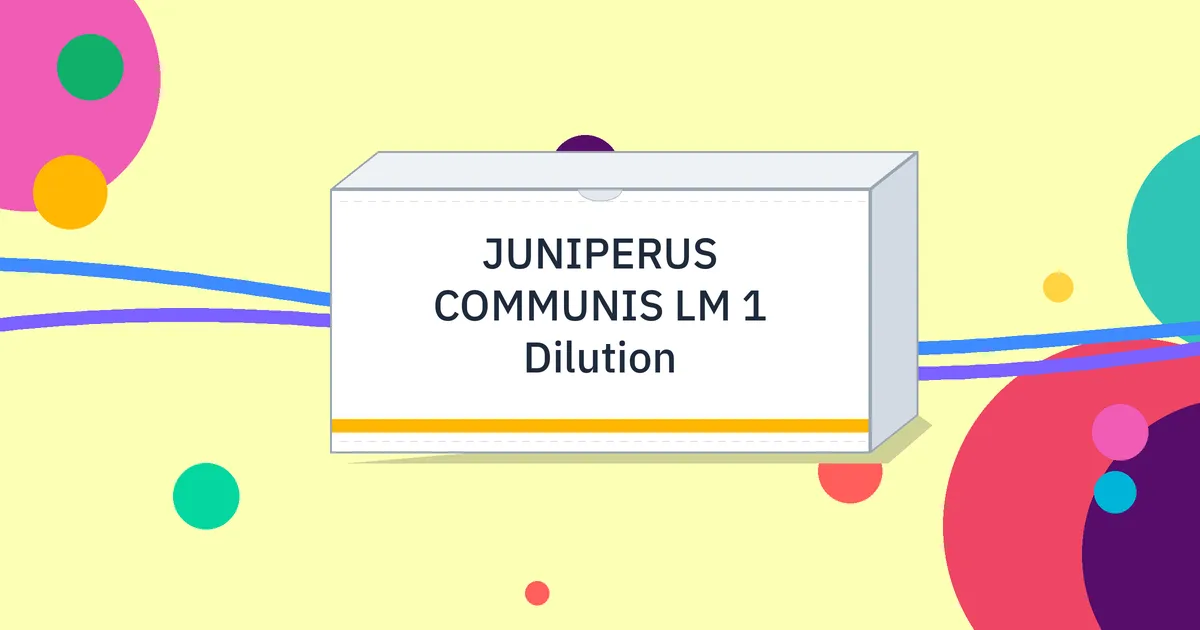 Symbolbild: Packung mit der Aufschrift JUNIPERUS COMMUNIS LM 1 Dilution (PZN 13564477) – Verfügbarkeit und Bezug in Apotheken in Frankfurt am Main