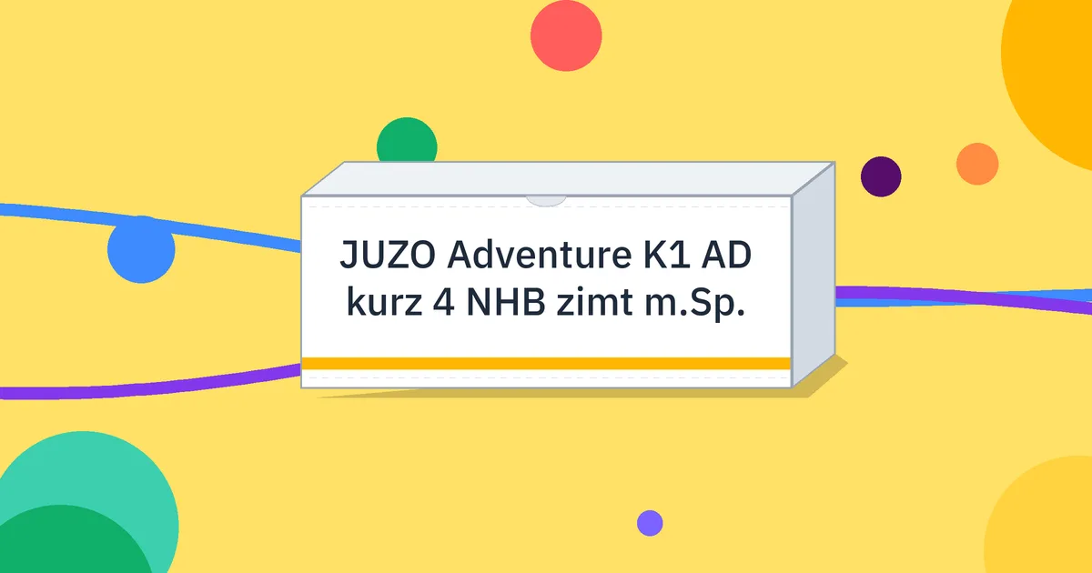 Symbolbild: Packung mit der Aufschrift JUZO Adventure K1 AD kurz 4 NHB zimt m.Sp. (PZN 16493298) – Verfügbarkeit und Bezug in Apotheken in Frankfurt am Main