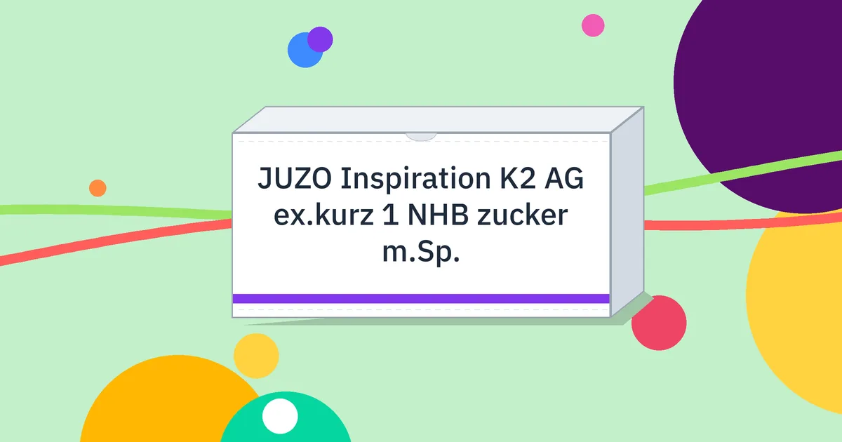Symbolbild: Packung mit der Aufschrift JUZO Inspiration K2 AG ex.kurz 1 NHB zucker m.Sp. (PZN 14961950) – Verfügbarkeit und Bezug in Apotheken in Frankfurt am Main