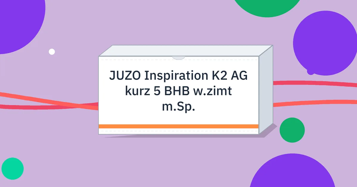 Symbolbild: Packung mit der Aufschrift JUZO Inspiration K2 AG kurz 5 BHB w.zimt m.Sp. (PZN 14849874) – Verfügbarkeit und Bezug in Apotheken in Frankfurt am Main