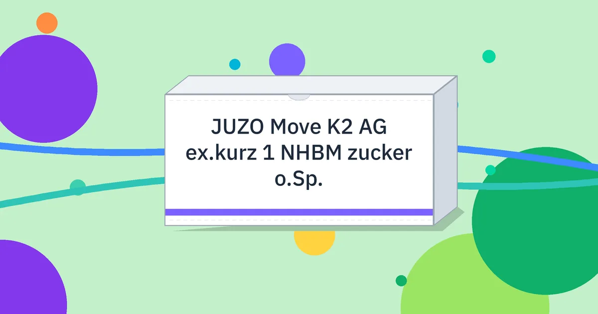 Symbolbild: Packung mit der Aufschrift JUZO Move K2 AG ex.kurz 1 NHBM zucker o.Sp. (PZN 18533116) – Verfügbarkeit und Bezug in Apotheken in Frankfurt am Main