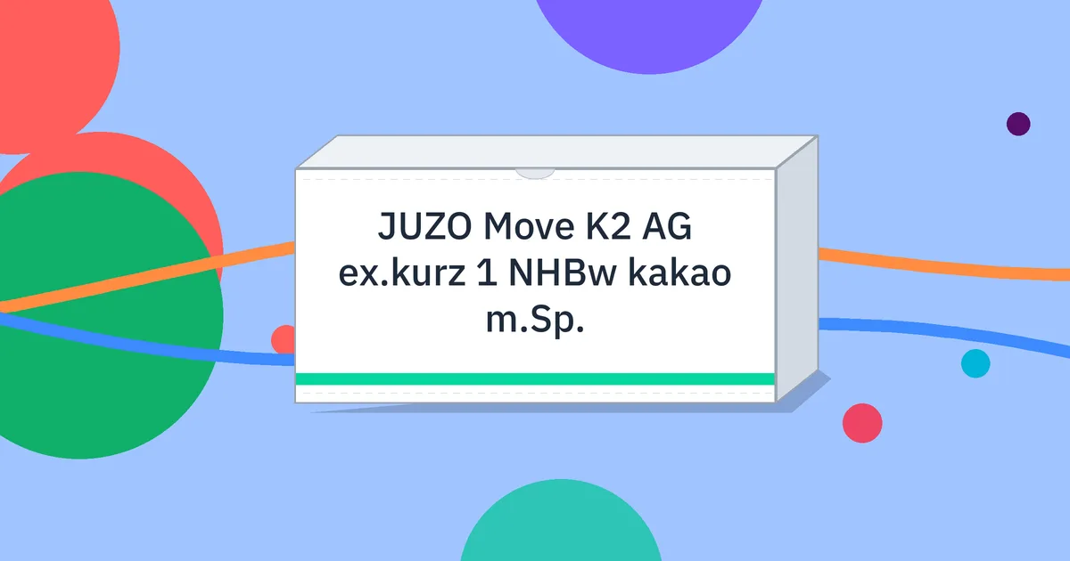 Symbolbild: Packung mit der Aufschrift JUZO Move K2 AG ex.kurz 1 NHBw kakao m.Sp. (PZN 18562678) – Verfügbarkeit und Bezug in Apotheken in Frankfurt am Main
