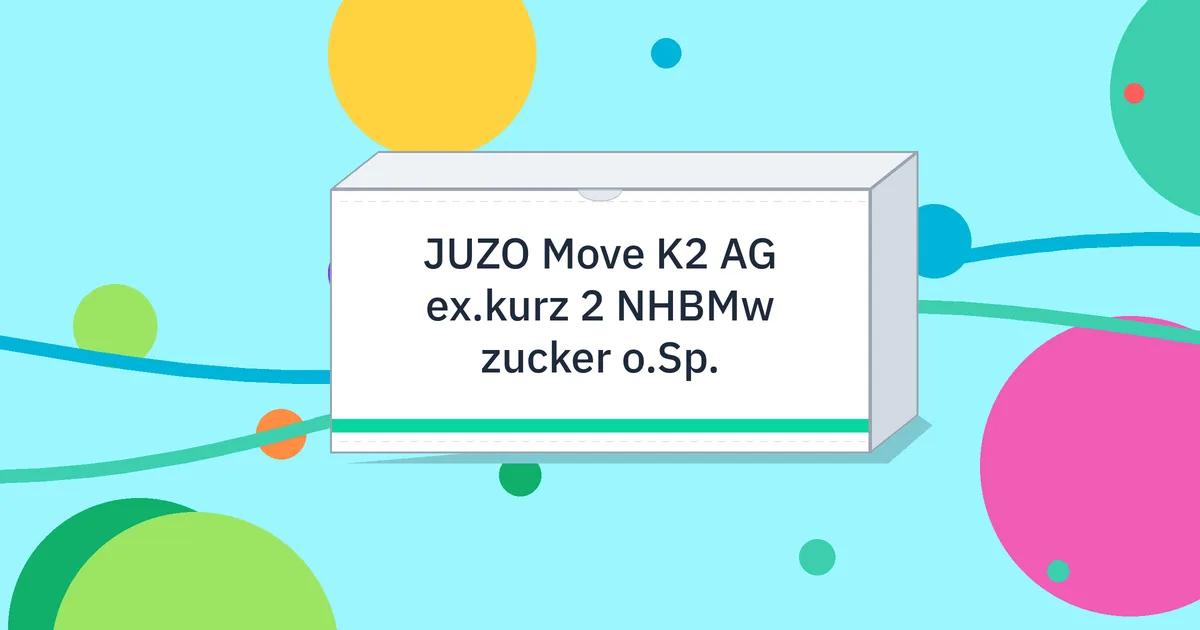 Symbolbild: Packung mit der Aufschrift JUZO Move K2 AG ex.kurz 2 NHBMw zucker o.Sp. (PZN 18533346) – Verfügbarkeit und Bezug in Apotheken in Frankfurt am Main