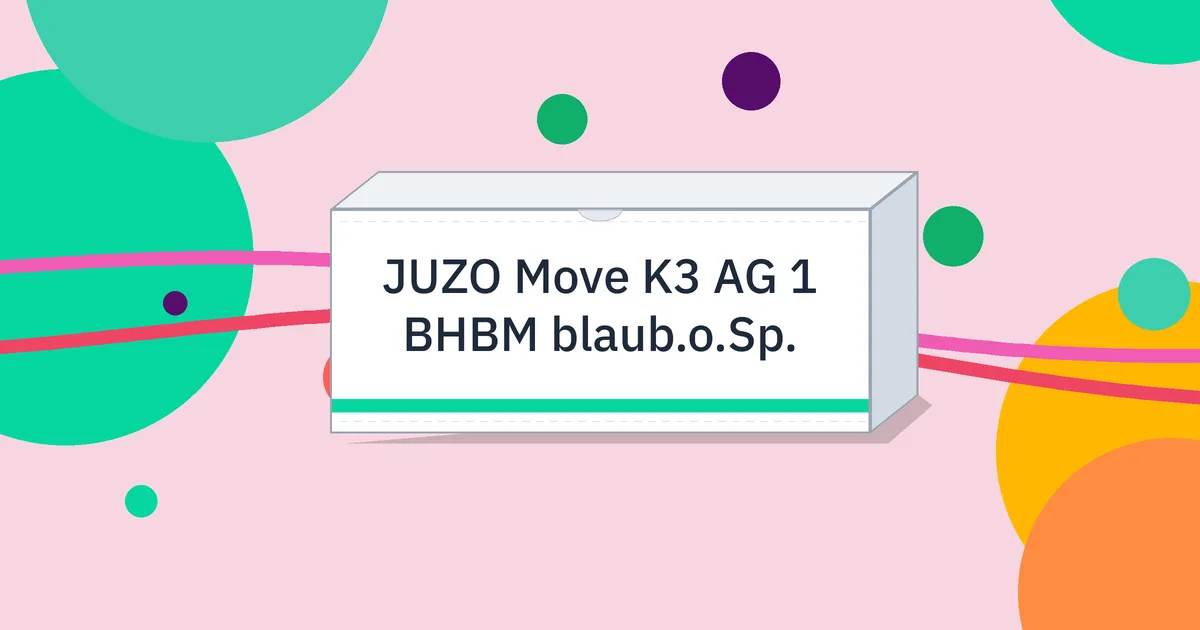 Symbolbild: Packung mit der Aufschrift JUZO Move K3 AG 1 BHBM blaub.o.Sp. (PZN 18589861) – Verfügbarkeit und Bezug in Apotheken in Frankfurt am Main