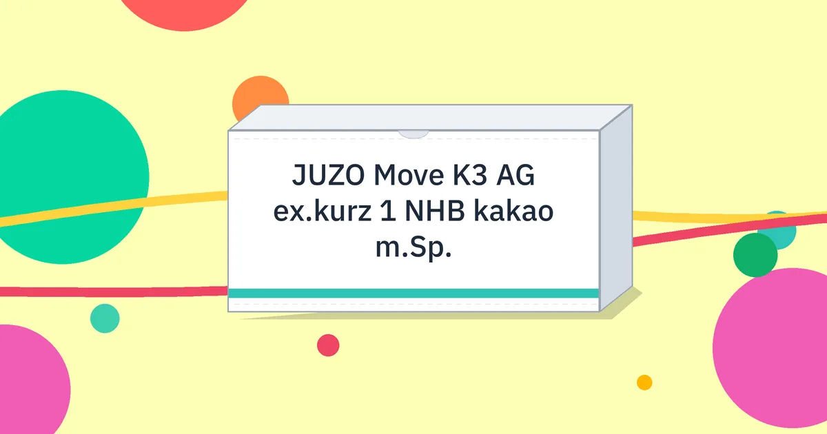 Symbolbild: Packung mit der Aufschrift JUZO Move K3 AG ex.kurz 1 NHB kakao m.Sp. (PZN 18595063) – Verfügbarkeit und Bezug in Apotheken in Frankfurt am Main