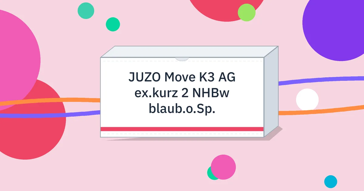 Symbolbild: Packung mit der Aufschrift JUZO Move K3 AG ex.kurz 2 NHBw blaub.o.Sp. (PZN 18596223) – Verfügbarkeit und Bezug in Apotheken in Frankfurt am Main