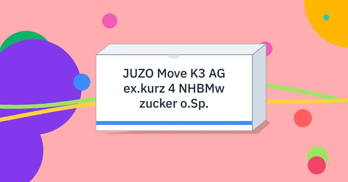 Symbolbild: Packung mit der Aufschrift JUZO Move K3 AG ex.kurz 4 NHBMw zucker o.Sp. (PZN 18584800) – Verfügbarkeit und Bezug in Apotheken in Frankfurt am Main
