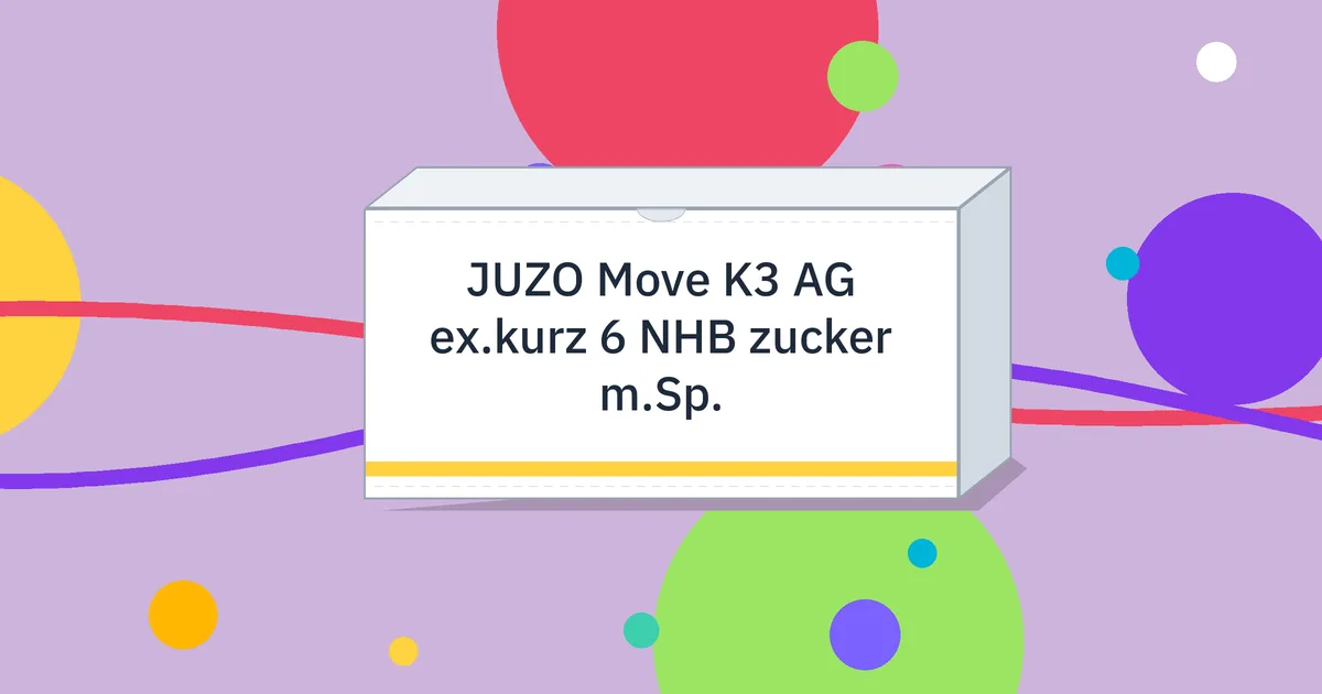 Symbolbild: Packung mit der Aufschrift JUZO Move K3 AG ex.kurz 6 NHB zucker m.Sp. (PZN 18583031) – Verfügbarkeit und Bezug in Apotheken in Frankfurt am Main