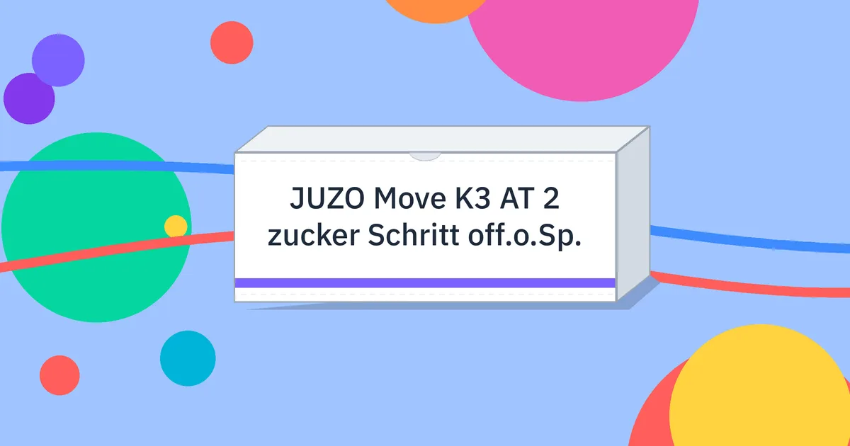 Symbolbild: Packung mit der Aufschrift JUZO Move K3 AT 2 zucker Schritt off.o.Sp. (PZN 20678744) – Verfügbarkeit und Bezug in Apotheken in Frankfurt am Main