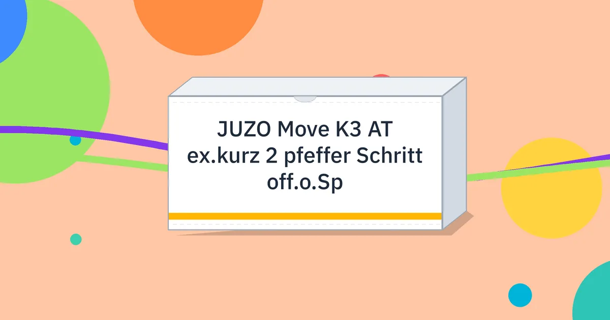 Symbolbild: Packung mit der Aufschrift JUZO Move K3 AT ex.kurz 2 pfeffer Schritt off.o.Sp (PZN 20681887) – Verfügbarkeit und Bezug in Apotheken in Frankfurt am Main