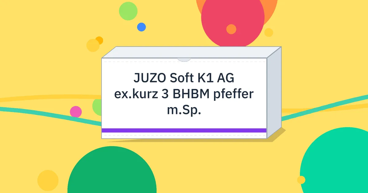 Symbolbild: Packung mit der Aufschrift JUZO Soft K1 AG ex.kurz 3 BHBM pfeffer m.Sp. (PZN 14856124) – Verfügbarkeit und Bezug in Apotheken in Frankfurt am Main