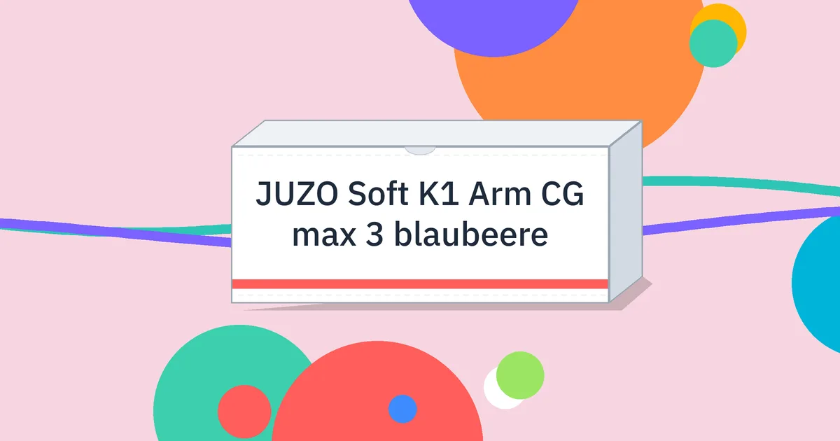 Symbolbild: Packung mit der Aufschrift JUZO Soft K1 Arm CG max 3 blaubeere (PZN 15510391) – Verfügbarkeit und Bezug in Apotheken in Frankfurt am Main