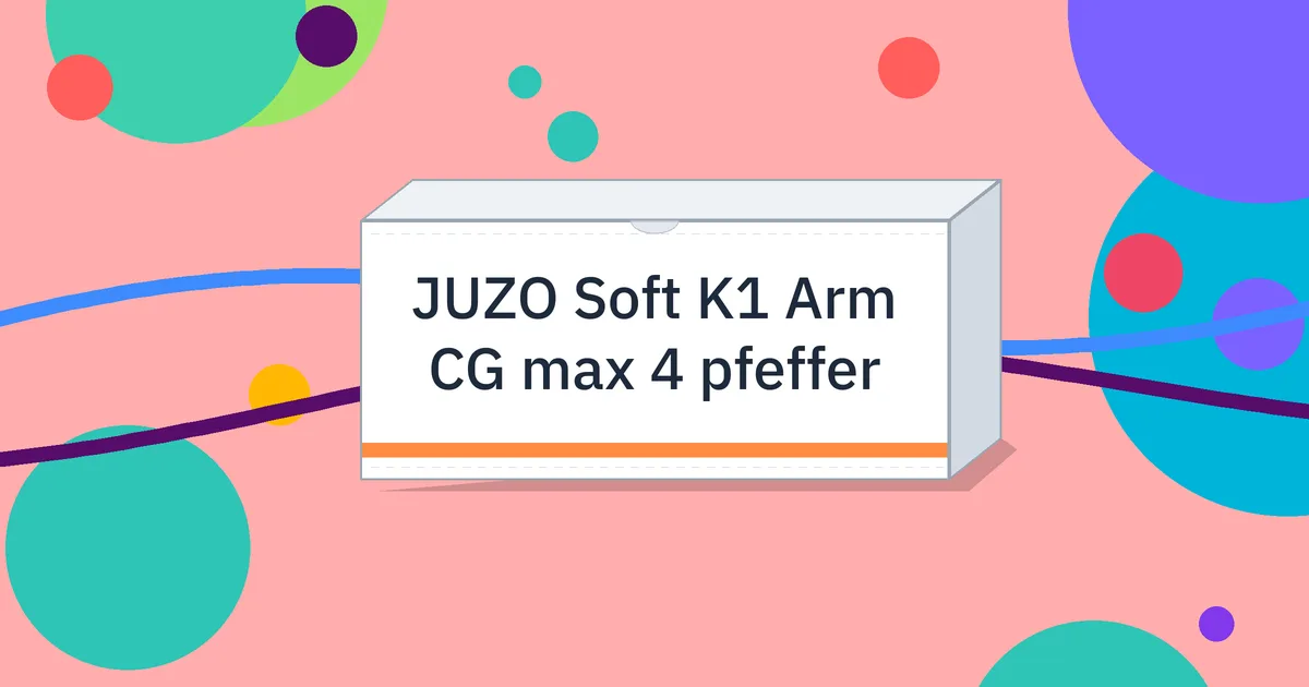 Symbolbild: Packung mit der Aufschrift JUZO Soft K1 Arm CG max 4 pfeffer (PZN 15510103) – Verfügbarkeit und Bezug in Apotheken in Frankfurt am Main