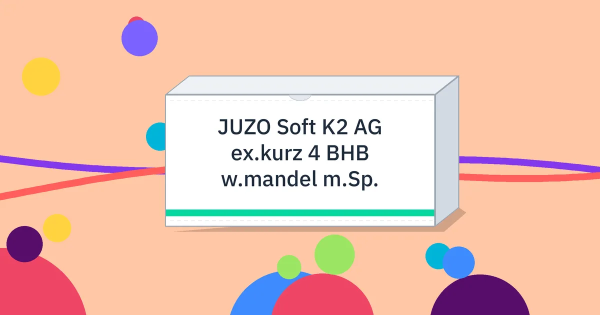 Symbolbild: Packung mit der Aufschrift JUZO Soft K2 AG ex.kurz 4 BHB w.mandel m.Sp. (PZN 14843558) – Verfügbarkeit und Bezug in Apotheken in Frankfurt am Main