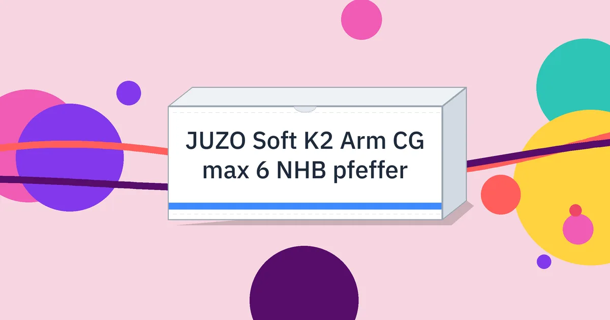 Symbolbild: Packung mit der Aufschrift JUZO Soft K2 Arm CG max 6 NHB pfeffer (PZN 15512533) – Verfügbarkeit und Bezug in Apotheken in Frankfurt am Main