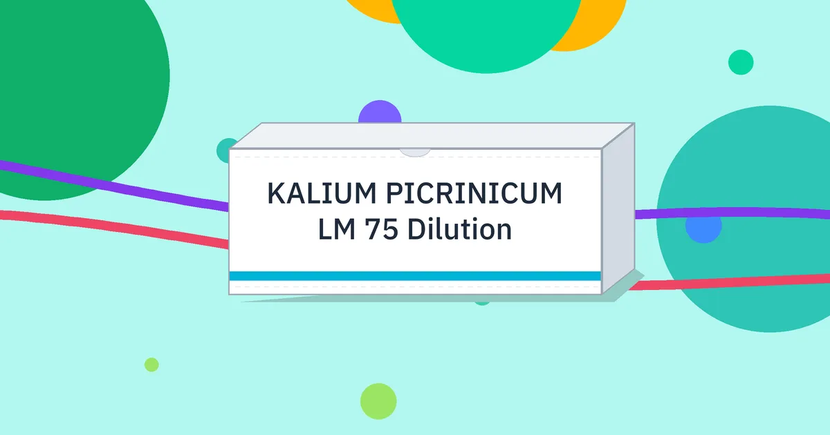 Symbolbild: Packung mit der Aufschrift KALIUM PICRINICUM LM 75 Dilution (PZN 12925269) – Verfügbarkeit und Bezug in Apotheken in Frankfurt am Main