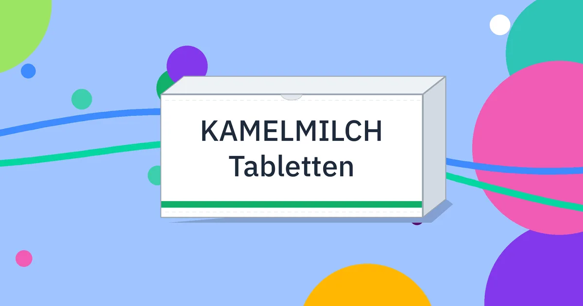 Symbolbild: Packung mit der Aufschrift KAMELMILCH Tabletten (PZN 15639104) – Verfügbarkeit und Bezug in Apotheken in Frankfurt am Main
