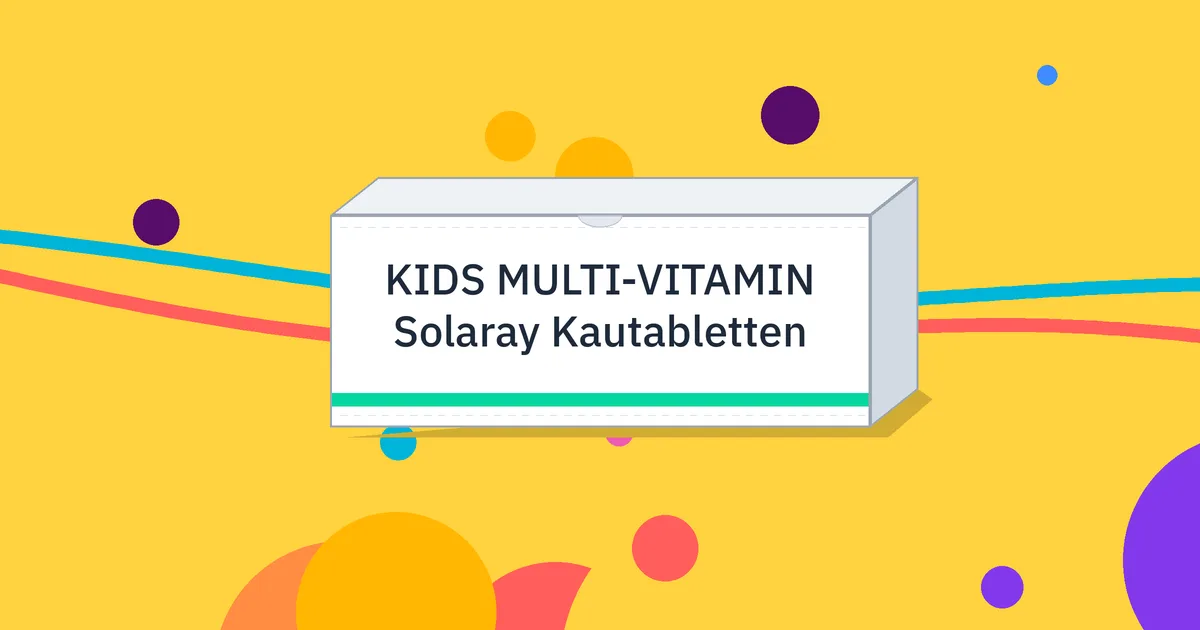 Symbolbild: Packung mit der Aufschrift KIDS MULTI-VITAMIN Solaray Kautabletten (PZN 19440724) – Verfügbarkeit und Bezug in Apotheken in Frankfurt am Main