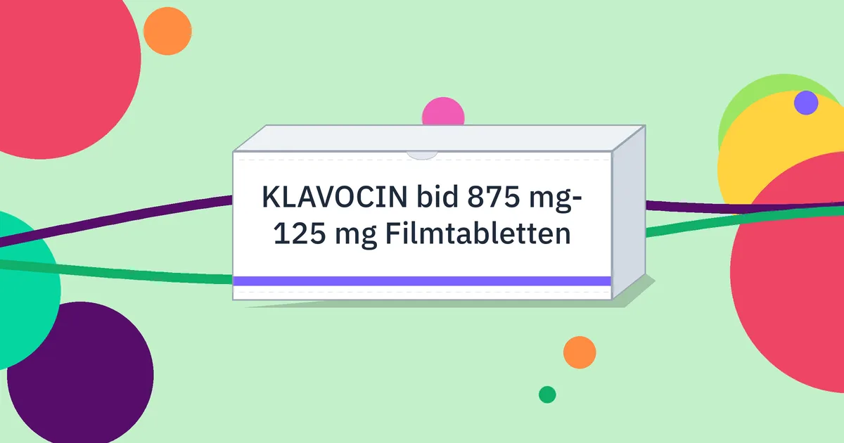 Symbolbild: Packung mit der Aufschrift KLAVOCIN bid 875 mg-125 mg Filmtabletten (PZN 20790760) – Verfügbarkeit und Bezug in Apotheken in Frankfurt am Main