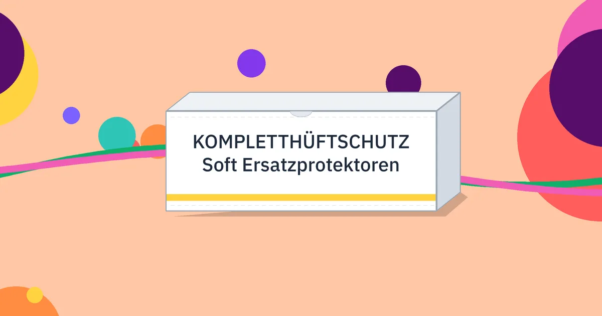 Symbolbild: Packung mit der Aufschrift KOMPLETTHÜFTSCHUTZ Soft Ersatzprotektoren (PZN 09296002) – Verfügbarkeit und Bezug in Apotheken in Frankfurt am Main