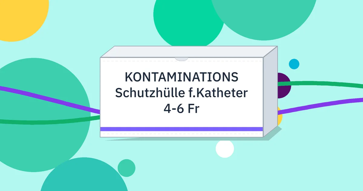Symbolbild: Packung mit der Aufschrift KONTAMINATIONS Schutzhülle f.Katheter 4-6 Fr (PZN 09381216) – Verfügbarkeit und Bezug in Apotheken in Frankfurt am Main