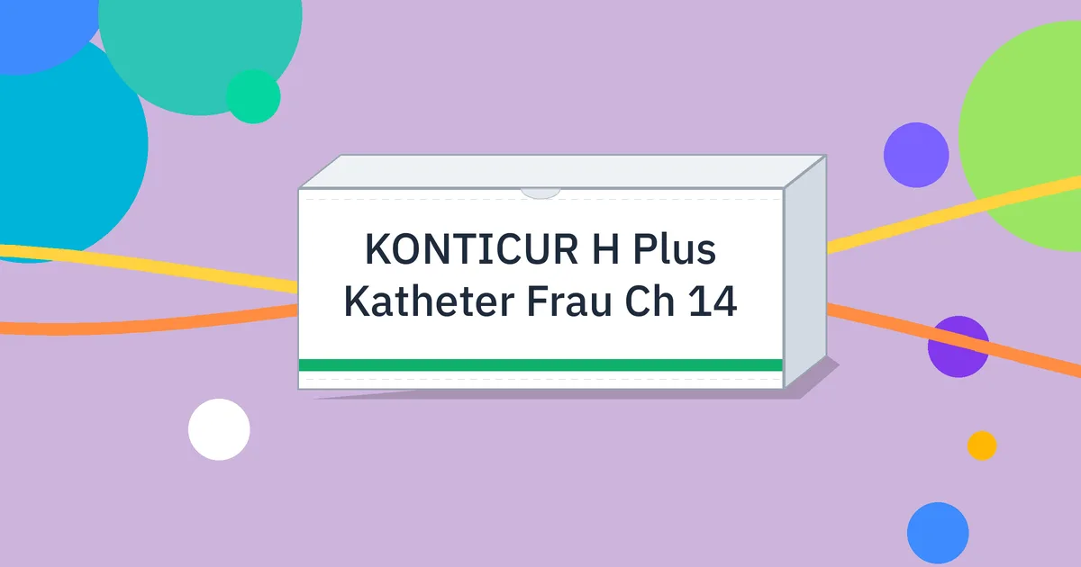 Symbolbild: Packung mit der Aufschrift KONTICUR H Plus Katheter Frau Ch 14 (PZN 20022920) – Verfügbarkeit und Bezug in Apotheken in Frankfurt am Main