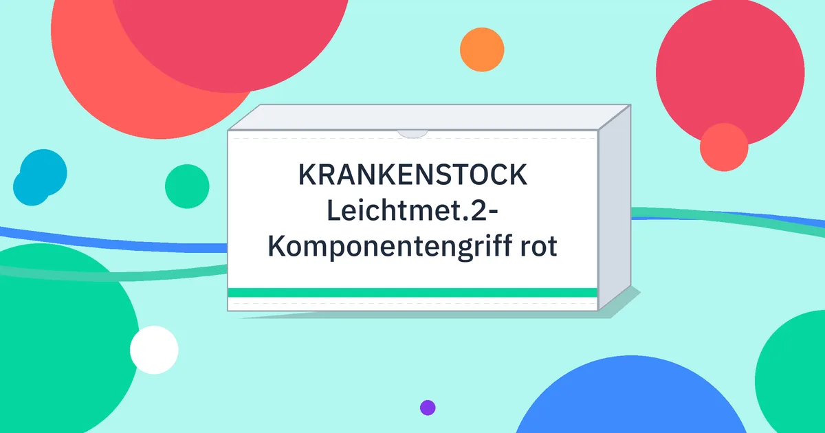 Symbolbild: Packung mit der Aufschrift KRANKENSTOCK Leichtmet.2-Komponentengriff rot (PZN 04391865) – Verfügbarkeit und Bezug in Apotheken in Frankfurt am Main