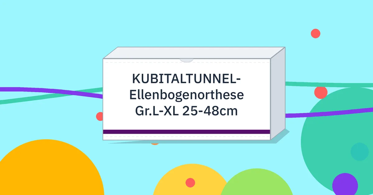 Symbolbild: Packung mit der Aufschrift KUBITALTUNNEL-Ellenbogenorthese Gr.L-XL 25-48cm (PZN 14049079) – Verfügbarkeit und Bezug in Apotheken in Frankfurt am Main