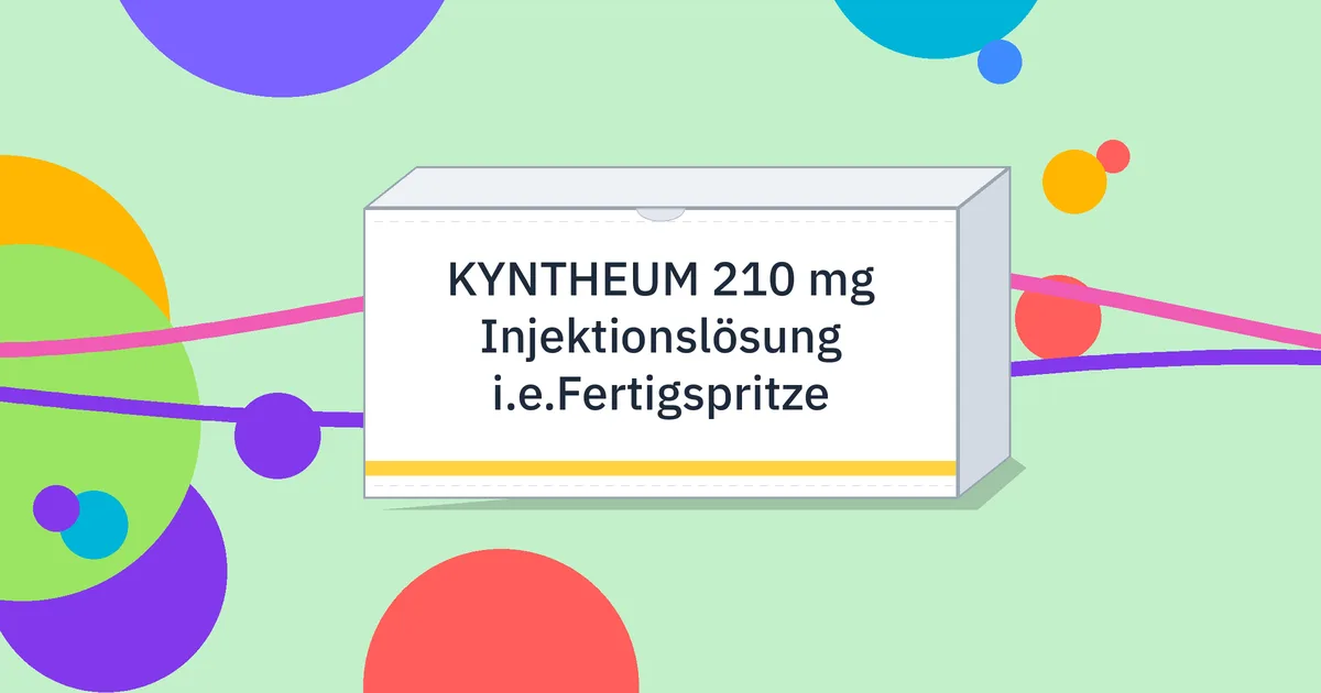 Symbolbild: Packung mit der Aufschrift KYNTHEUM 210 mg Injektionslösung i.e.Fertigspritze (PZN 19161444) – Verfügbarkeit und Bezug in Apotheken in Frankfurt am Main