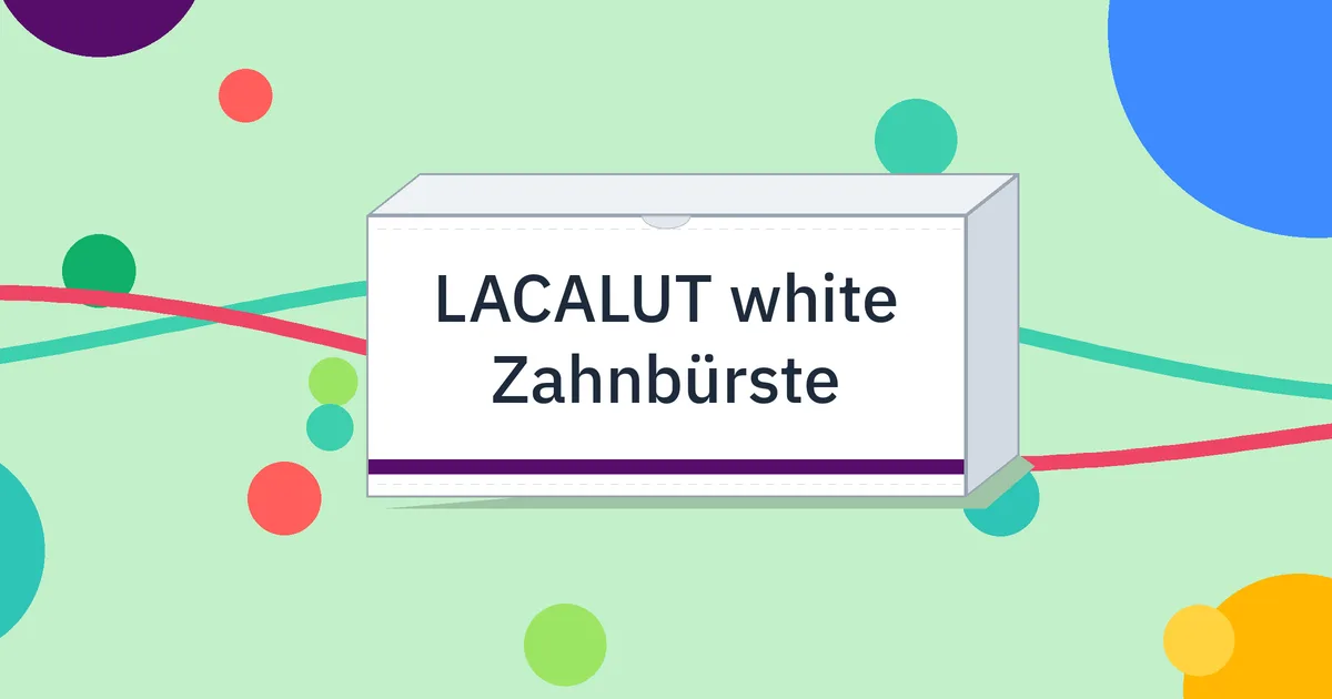 Symbolbild: Packung mit der Aufschrift LACALUT white Zahnbürste (PZN 11038879) – Verfügbarkeit und Bezug in Apotheken in Frankfurt am Main