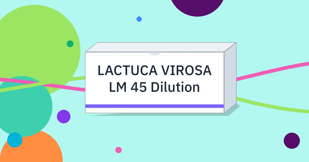 Symbolbild: Packung mit der Aufschrift LACTUCA VIROSA LM 45 Dilution (PZN 13521048) – Verfügbarkeit und Bezug in Apotheken in Frankfurt am Main