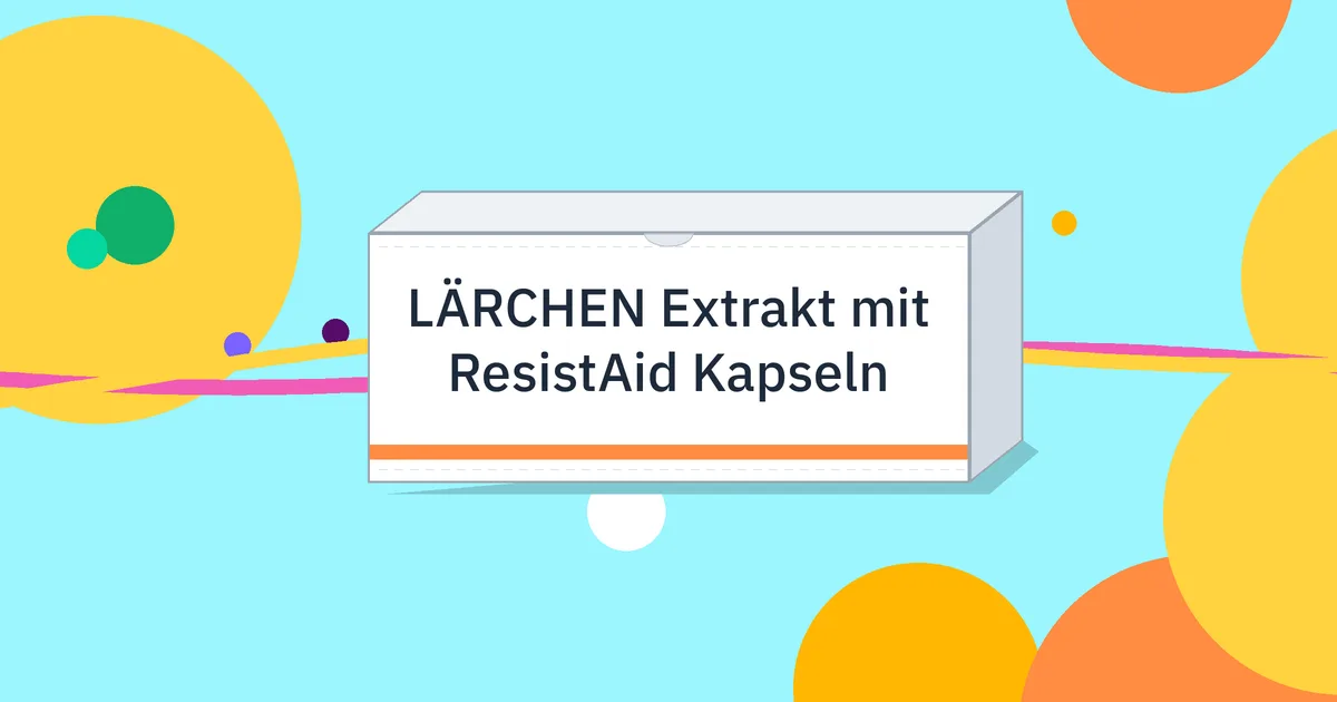 Symbolbild: Packung mit der Aufschrift LÄRCHEN Extrakt mit ResistAid Kapseln (PZN 10309856) – Verfügbarkeit und Bezug in Apotheken in Frankfurt am Main