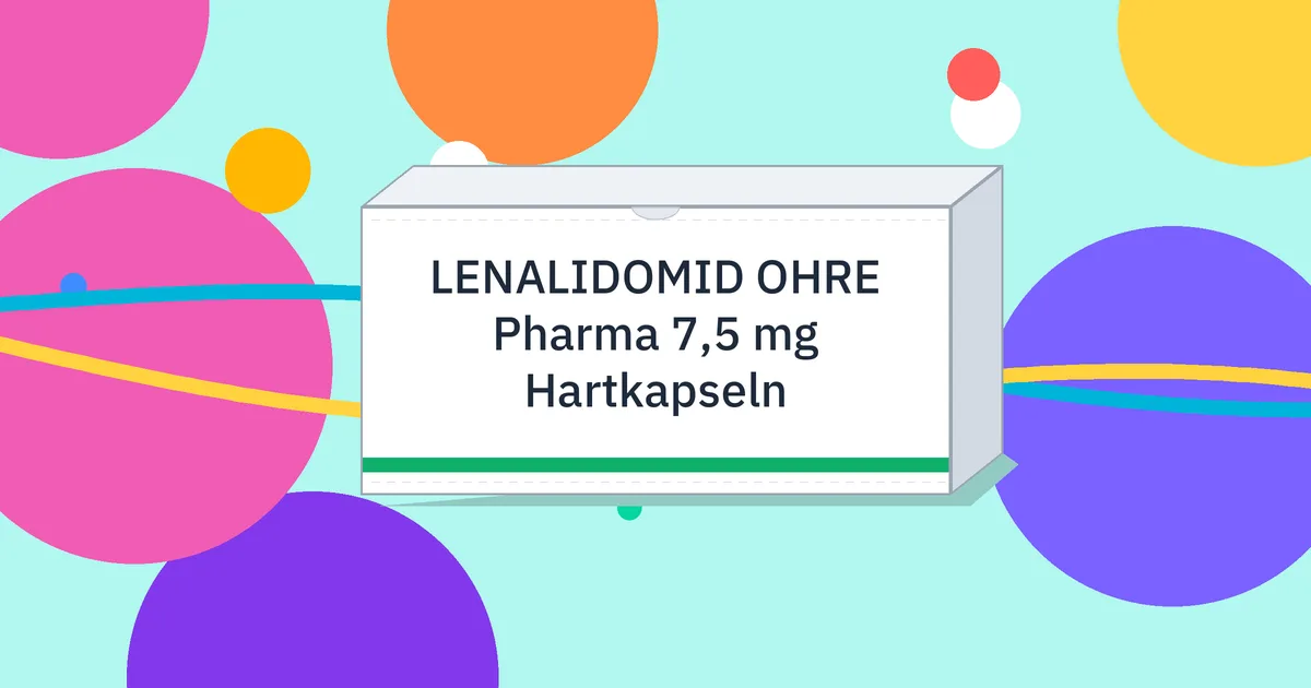 Symbolbild: Packung mit der Aufschrift LENALIDOMID OHRE Pharma 7,5 mg Hartkapseln (PZN 17620362) – Verfügbarkeit und Bezug in Apotheken in Frankfurt am Main