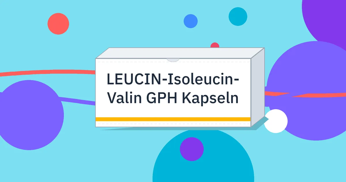Symbolbild: Packung mit der Aufschrift LEUCIN-Isoleucin-Valin GPH Kapseln (PZN 17755458) – Verfügbarkeit und Bezug in Apotheken in Frankfurt am Main