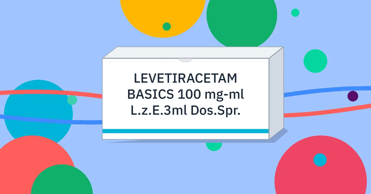 Symbolbild: Packung mit der Aufschrift LEVETIRACETAM BASICS 100 mg-ml L.z.E.3ml Dos.Spr. (PZN 15233655) – Verfügbarkeit und Bezug in Apotheken in Frankfurt am Main