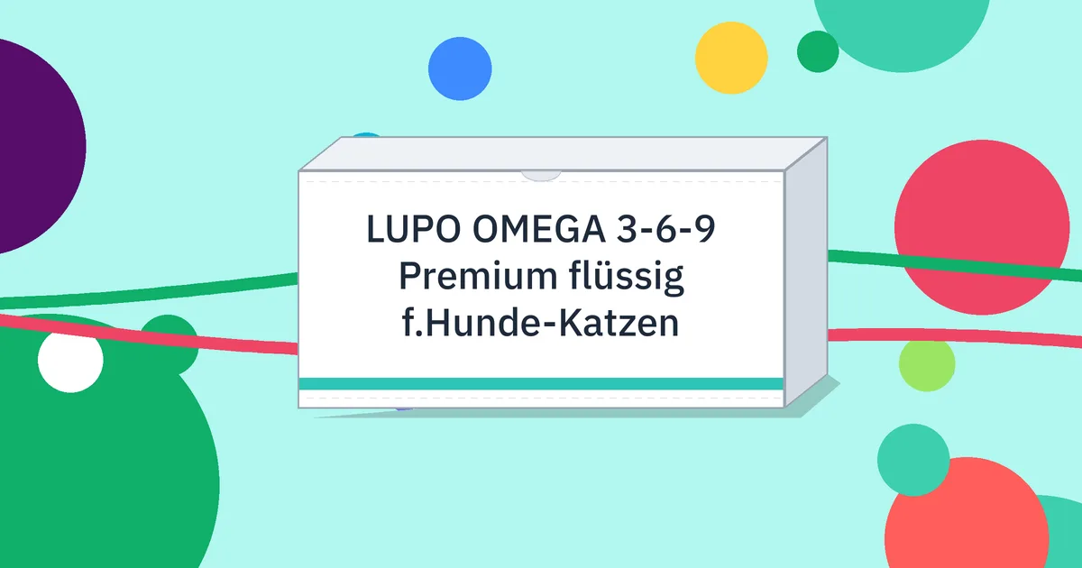Symbolbild: Packung mit der Aufschrift LUPO OMEGA 3-6-9 Premium flüssig f.Hunde-Katzen (PZN 19253666) – Verfügbarkeit und Bezug in Apotheken in Frankfurt am Main