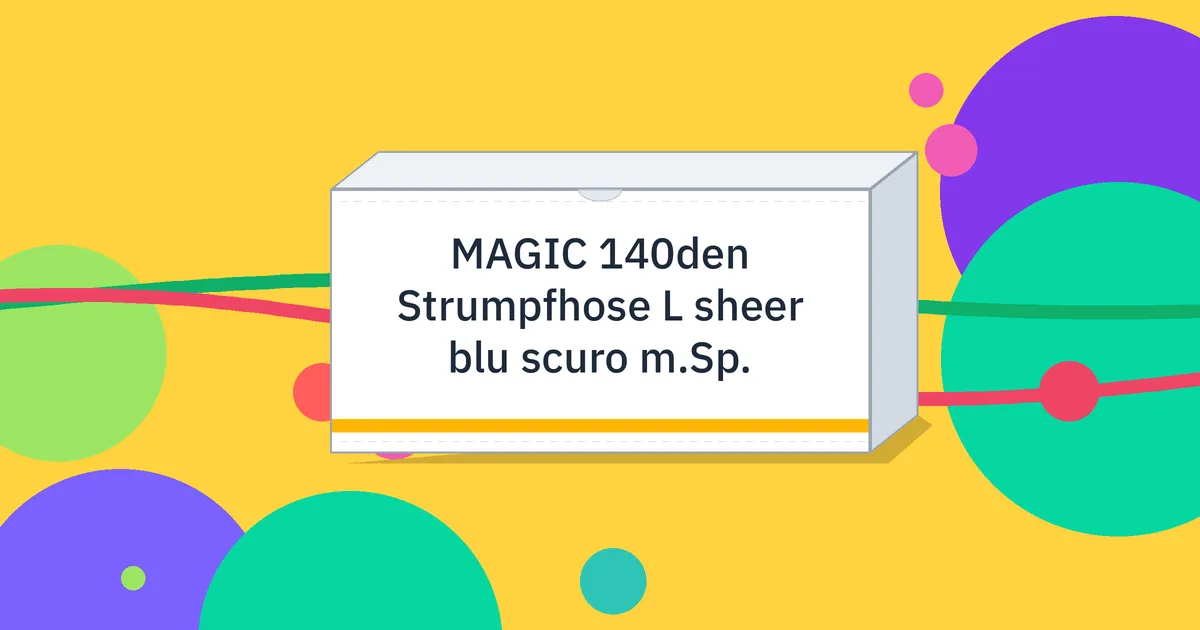 Symbolbild: Packung mit der Aufschrift MAGIC 140den Strumpfhose L sheer blu scuro m.Sp. (PZN 16181920) – Verfügbarkeit und Bezug in Apotheken in Frankfurt am Main
