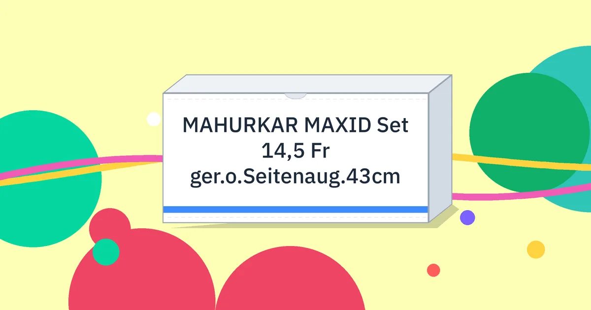 Symbolbild: Packung mit der Aufschrift MAHURKAR MAXID Set 14,5 Fr ger.o.Seitenaug.43cm (PZN 02763831) – Verfügbarkeit und Bezug in Apotheken in Frankfurt am Main