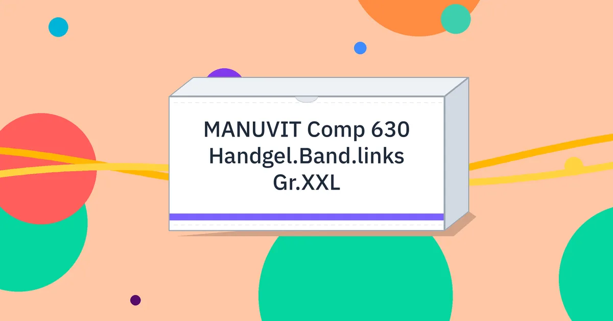 Symbolbild: Packung mit der Aufschrift MANUVIT Comp 630 Handgel.Band.links Gr.XXL (PZN 09399044) – Verfügbarkeit und Bezug in Apotheken in Frankfurt am Main