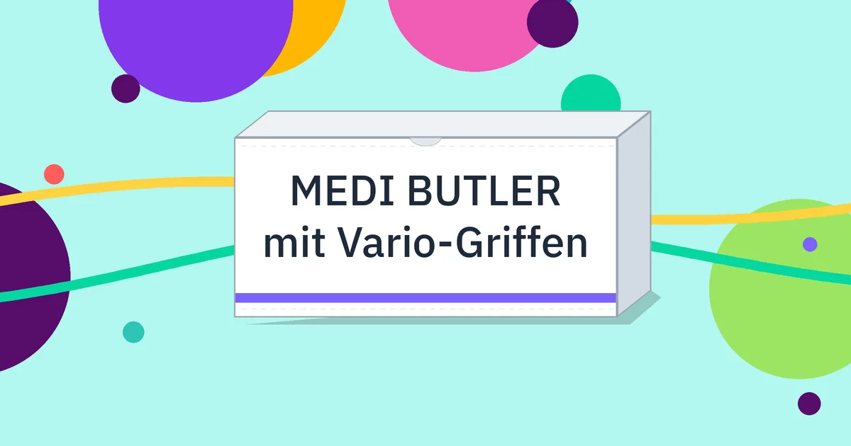 Symbolbild: Packung mit der Aufschrift MEDI BUTLER mit Vario-Griffen (PZN 15313785) – Verfügbarkeit und Bezug in Apotheken in Frankfurt am Main