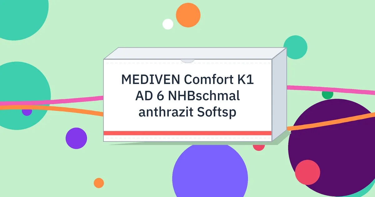 Symbolbild: Packung mit der Aufschrift MEDIVEN Comfort K1 AD 6 NHBschmal anthrazit Softsp (PZN 14561340) – Verfügbarkeit und Bezug in Apotheken in Frankfurt am Main