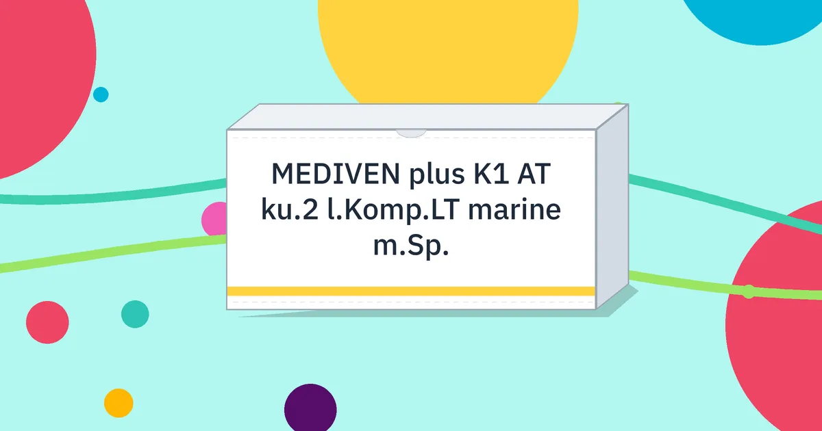 Symbolbild: Packung mit der Aufschrift MEDIVEN plus K1 AT ku.2 l.Komp.LT marine m.Sp. (PZN 15028613) – Verfügbarkeit und Bezug in Apotheken in Frankfurt am Main
