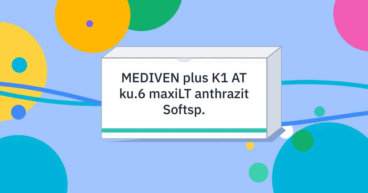 Symbolbild: Packung mit der Aufschrift MEDIVEN plus K1 AT ku.6 maxiLT anthrazit Softsp. (PZN 15068943) – Verfügbarkeit und Bezug in Apotheken in Frankfurt am Main
