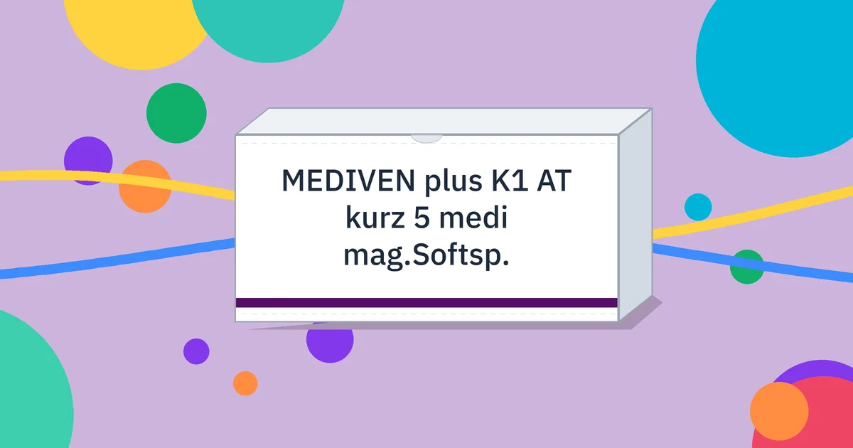 Symbolbild: Packung mit der Aufschrift MEDIVEN plus K1 AT kurz 5 medi mag.Softsp. (PZN 15026979) – Verfügbarkeit und Bezug in Apotheken in Frankfurt am Main