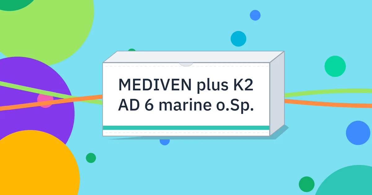 Symbolbild: Packung mit der Aufschrift MEDIVEN plus K2 AD 6 marine o.Sp. (PZN 15092396) – Verfügbarkeit und Bezug in Apotheken in Frankfurt am Main