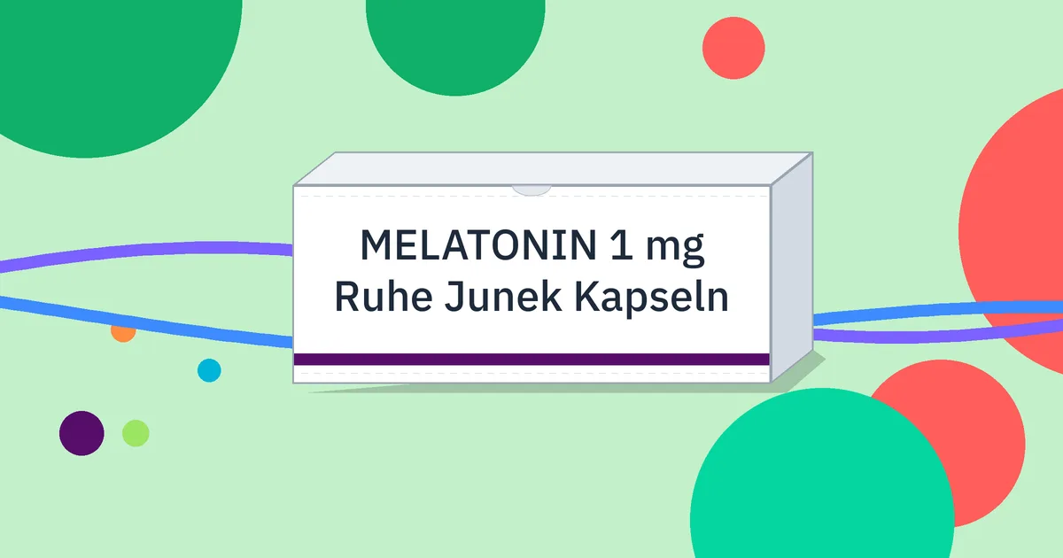 Symbolbild: Packung mit der Aufschrift MELATONIN 1 mg Ruhe Junek Kapseln (PZN 17900156) – Verfügbarkeit und Bezug in Apotheken in Frankfurt am Main