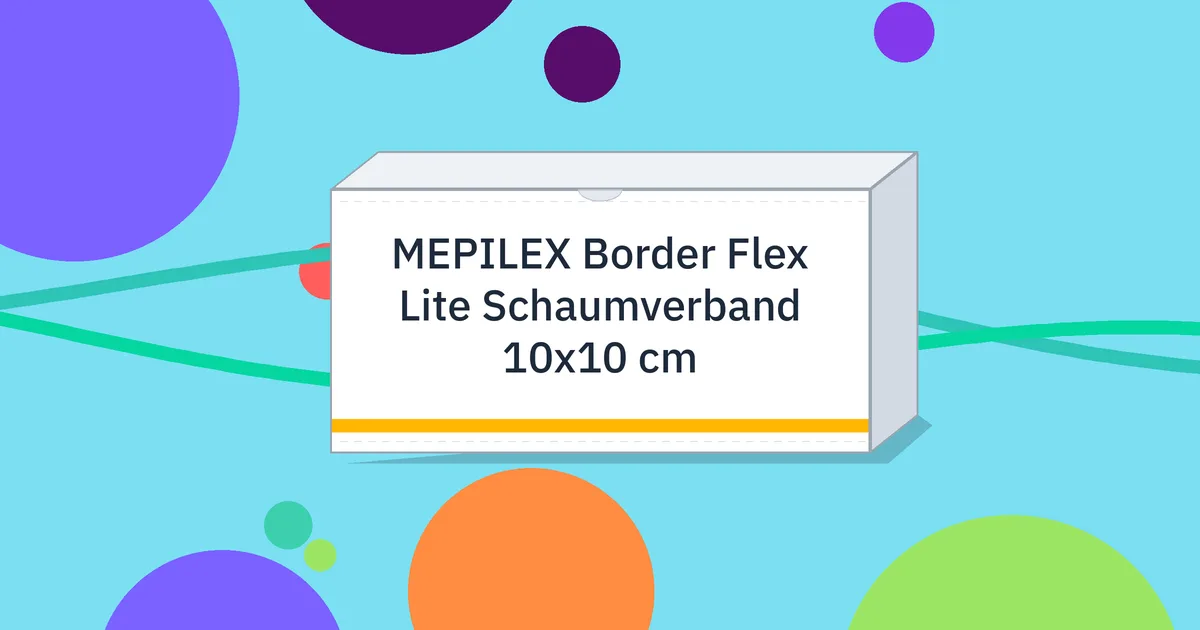 Symbolbild: Packung mit der Aufschrift MEPILEX Border Flex Lite Schaumverband 10x10 cm (PZN 17850725) – Verfügbarkeit und Bezug in Apotheken in Frankfurt am Main