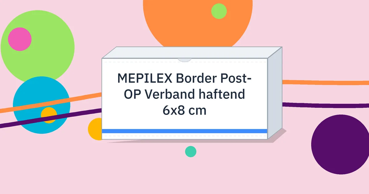 Symbolbild: Packung mit der Aufschrift MEPILEX Border Post-OP Verband haftend 6x8 cm (PZN 10264065) – Verfügbarkeit und Bezug in Apotheken in Frankfurt am Main